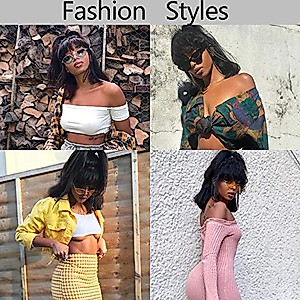 Body Wave Wigs With Bangs Virgin Brazilian None Lace Front Wigs Human Hair Wigs 180% Density Glueless Machine Made Wigs For Black Women (18 inch, body wave)