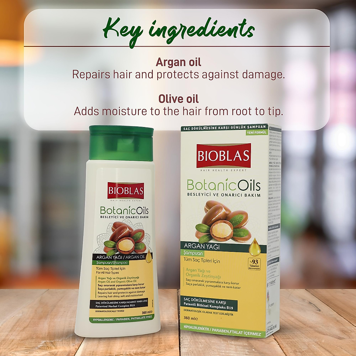 BIOBLAS Argan Oil & Organic Olive Oil Shampoo for Women & Men - Hydrating, Repairing, Strengthening Hair Growth Shampoo - Hypoallergenic, Paraben & Dye Free - All Hair Types - 12 Oz