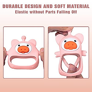 MQGX Baby Teething Toys, Silicone Teether Toys for Babies 0-6 Months Never Drop Pig BPA Free Chew Toys (Water Red)