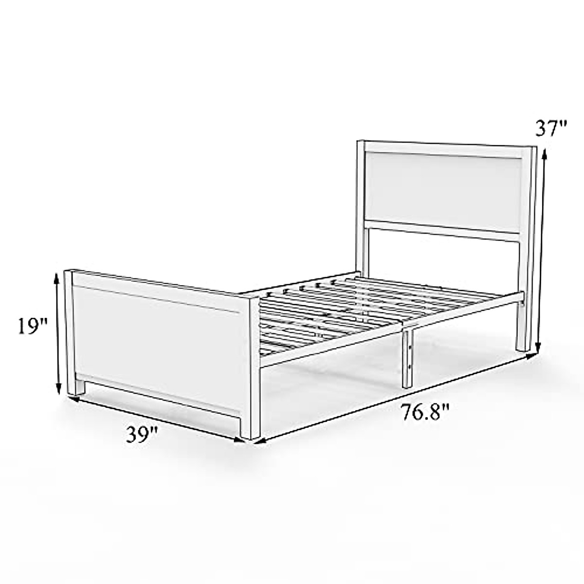 Catrimown Twin Bed Frames, Twin Size Platform Bed Frame with Wooden Headboard, Rustic Bed Frame with Strong Slat Support, No Box Spring Needed, 12”Under Bed Storage, Easy Assemble, Twin
