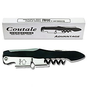 Coutale Sommelier Advantage Waiters Corkscrew - Black - Spring-Loaded Single-Lever Wine Bottle Opener with Sharp Foil-Cutter for Bartenders & Chefs - Kitchen Accessories and Gifts