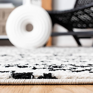 SAFAVIEH Tulum Collection Area Rug - 9' x 12', Ivory & Black, Moroccan Boho Tribal Design, Non-Shedding & Easy Care, Ideal for High Traffic Areas in Living Room, Bedroom (TUL272B)