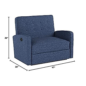 GDFStudio Christopher Knight Home Calliope Buttoned Fabric Reclining Loveseat, Muted Blue / Black