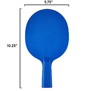 Plastic Table Tennis Paddles - Pong Racket - Indoor Sport Equipment & Accessories for Kids, Family, & Home Game Room - Available in Red, Green, Blue, Yellow, Purple, and Orange (Blue)