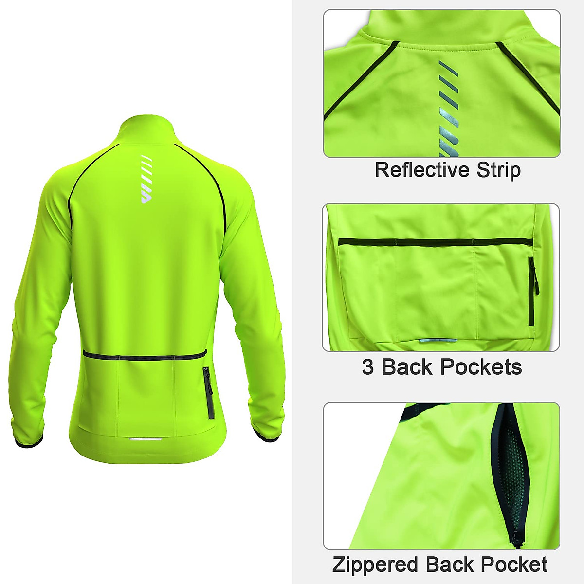Wulibike Cycling Jackets for Men, Reflective Running Jacket Men Winter Cycling Clothing