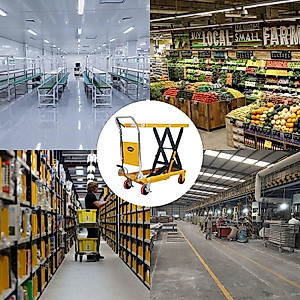 APOLLOLIFT Hydraulic Lift Table, 1100lbs Capacity 35.4" Lifting Height, Single Scissor Lift Table Cart with 4 Wheels and Safety Back Guard for Material Handling and Transportation