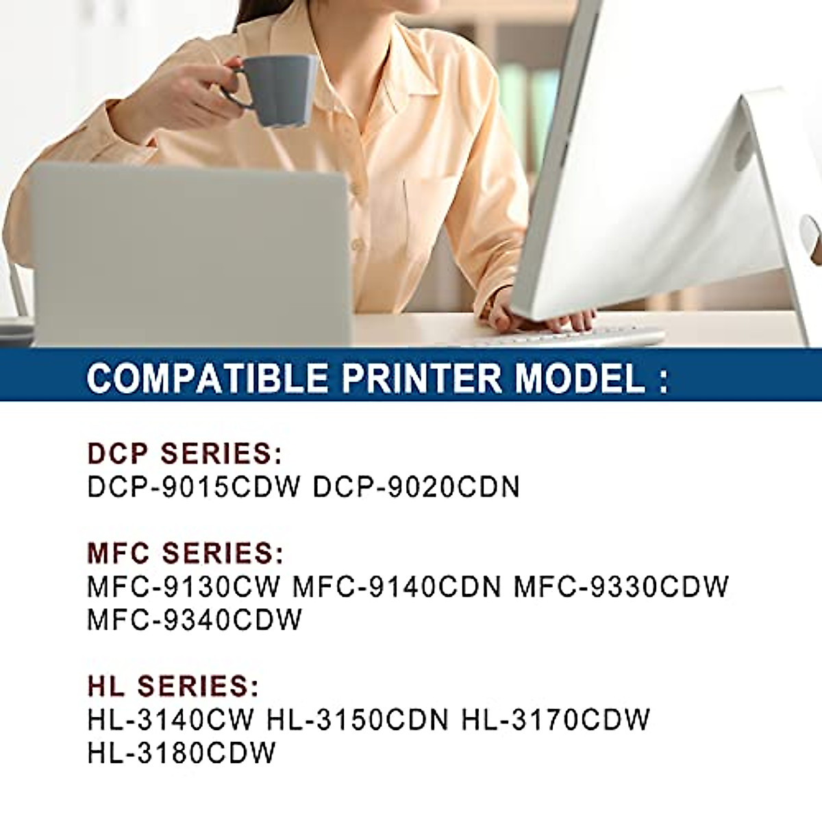 INDI 1 Pack TN225BK TN225 TN225 Black High Yield Toner Cartridge Replacement for Brother HL3140CW 3150CDN 3170CDW 3180CDW DCP9015CDW 9020CDN MFC9130CW 9140CDN 9330CDW 9340CDW Printer.