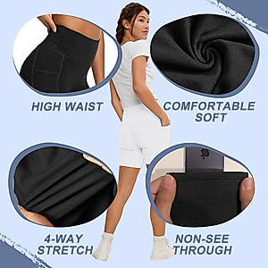 CAMPSNAIL Biker Shorts Women with Pockets - 5" High Waisted Workout Spandex Tummy Control Gym Running Athletic Yoga Shorts