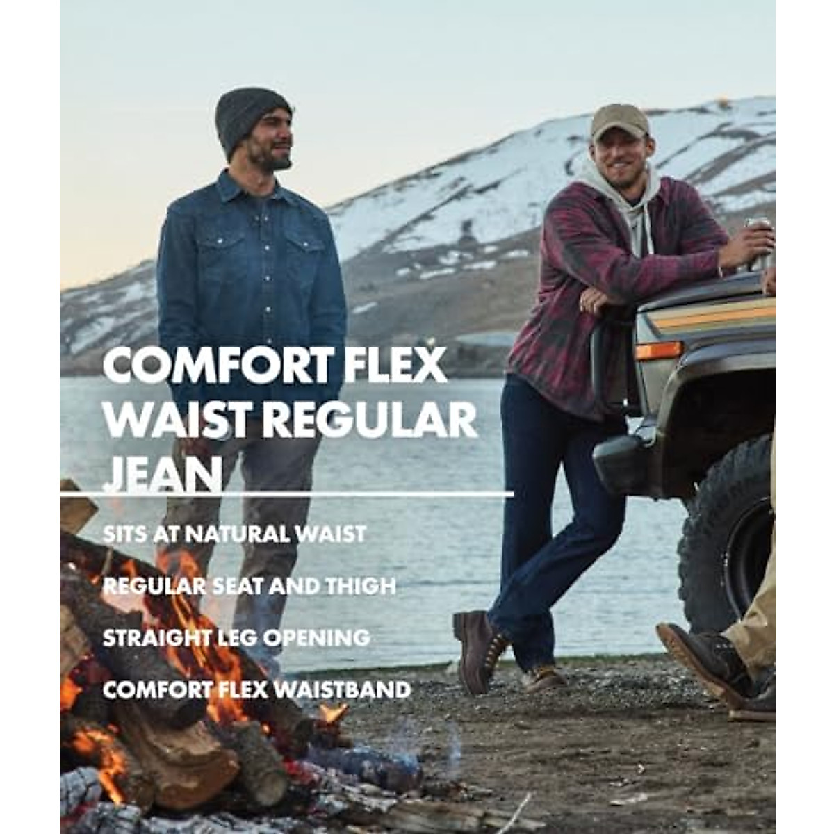 Wrangler Authentics Men's Regular Fit Comfort Flex Waist Jean, Dark Stonewash, 38W x 30L