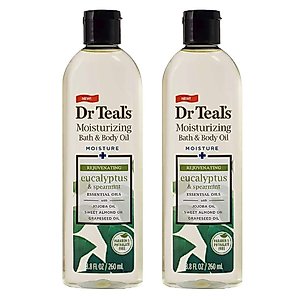 Dr. Teals Bath & Body Oil Gift Set (2 Pack, 8.8oz Ea.) - Rejuvenating Eucalyptus & Spearmint Blended with Pure Epsom Salt - Essential Oils Hydrate Skin & Alleviates Daily Stress at Home