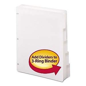Smead Three-Ring Binder Index Cards, 100 Count, White, 1/5 Cut Tabs, Letter Size (89415)