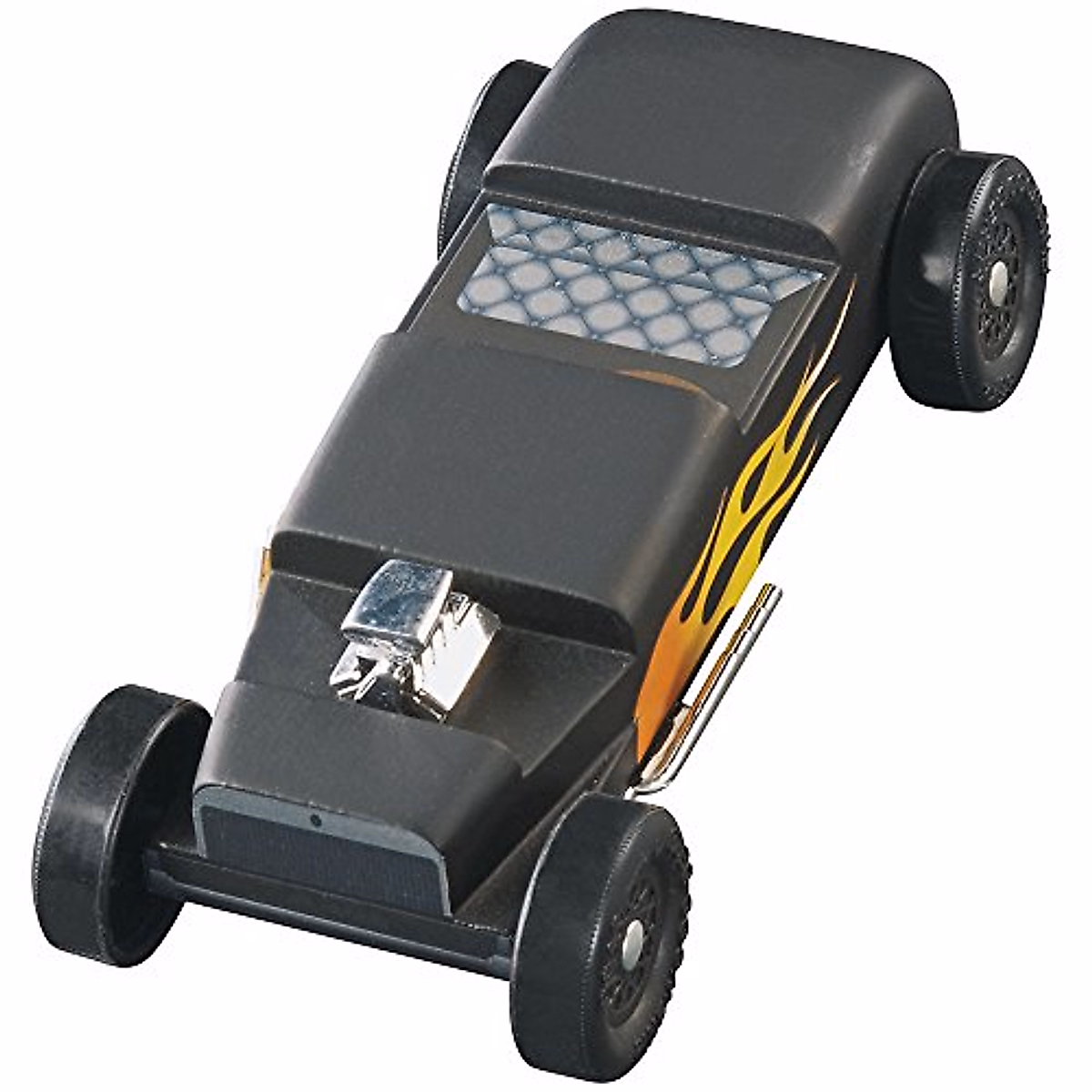 Revell Pinewood Derby Hot Rod Racer, Officially Licensed Boy Scouts of America (BSA) Pre-Cut Shaped Wood Block Kit with Official Wheels and Axles, Decals, and Weight