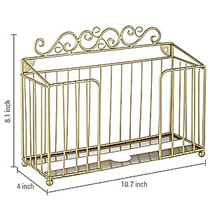 MyGift Vintage Brass Tone Metal Folded Paper Towel Holder with Scrollwork Design - Wall Mounted Trifold Z-Fold Disposable Napkin Dispenser Rack