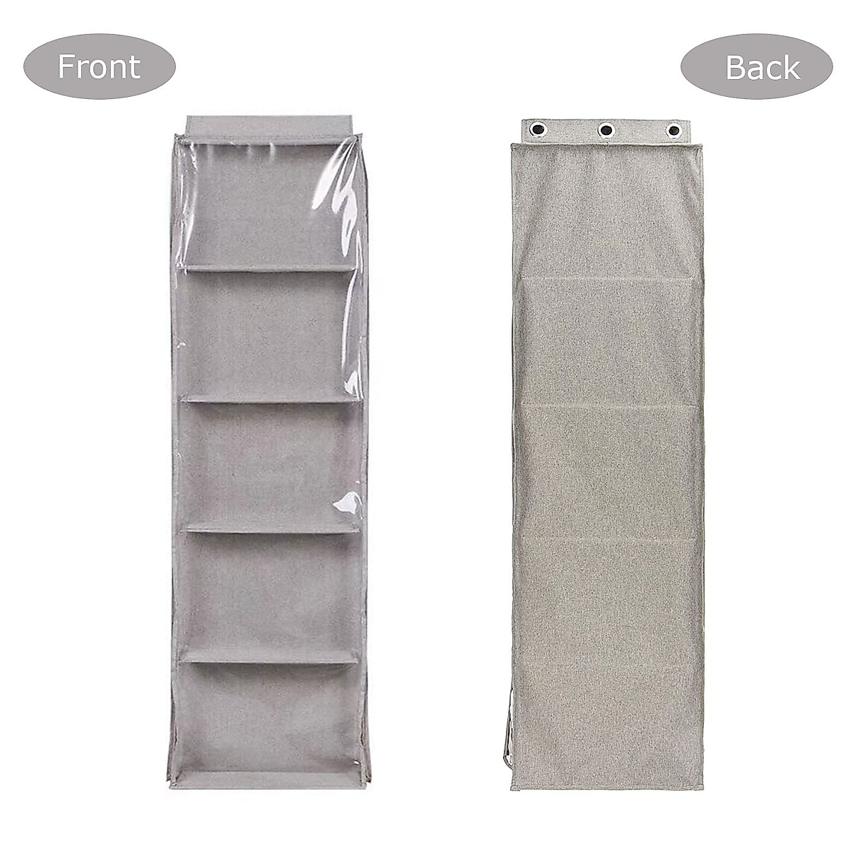 Stuffed Animal Storage, Hanging Over The Door Stuffed Animal Organizer with 5 Clear Dust-Proof Pocket Organizer for Display Kid's Toys.(Light Gray)