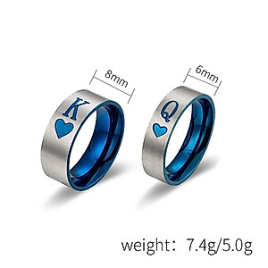 Beydodo Couples Promise Rings Engraved, Stainless Steel Anniversary Rings Size 9 and 11 King and Queen Ring with Heart