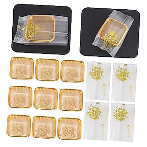 YARNOW 100 Sets Moon Cake Packaging Bag Plastic Bread Box Cookie Container Clear Tray Hot Seal Cookie Bag Tray Mini Cake Dome Clear Plastic Cupcake Boxes Egg-yolk Puff Box Packing Box Set