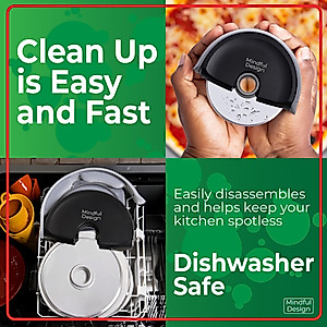 Mindful Design Pizza Cutter Wheel with Protective Blade Cover, Easy to Clean and Dishwasher Safe Handheld Pizza Slicer