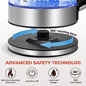 Pukomc Electric Kettle Temperature Control with 5 Presets, 1500W Keep Warm Electric Tea Kettle & 1.7L Hot Water Boiler, Auto-Off & Boil-Dry Protection, BPA Free, Black