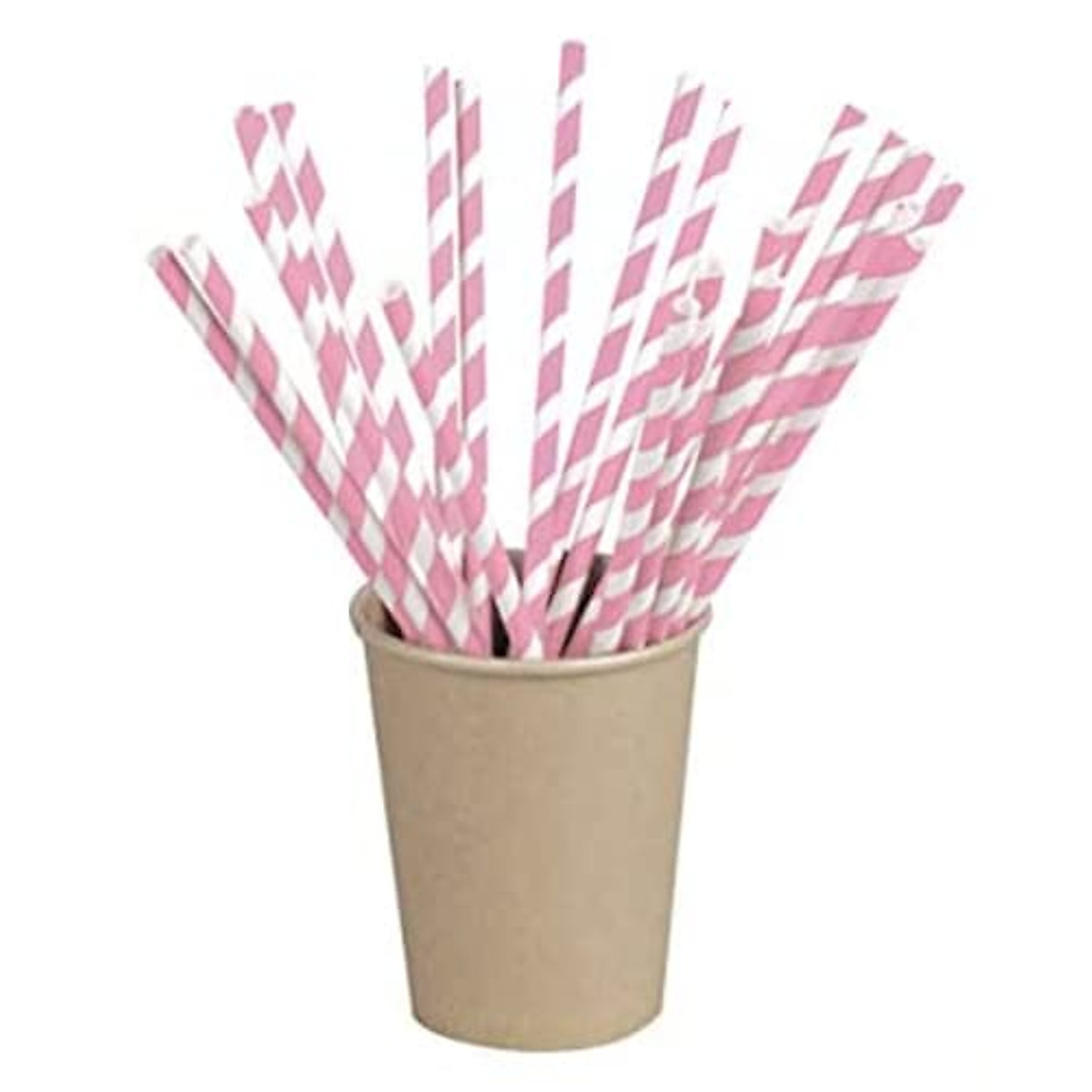 PacknWood 210CHP19PINK Pink Striped Paper Straws