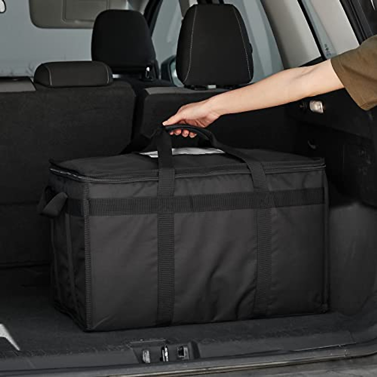 Stockroom Plus Commercial Insulated Food Delivery Bag with Handles and Zipper Top for Hot and Cold Food Delivery (XXL 23x14x14.5 in, Black)