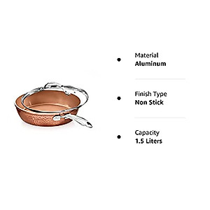 Gotham Steel 12” Nonstick Fry Pan with Lid – Hammered Copper Collection, Premium Aluminum Cookware with Stainless Steel Handles, Induction Plate for Even Heating, Dishwasher & Oven Safe