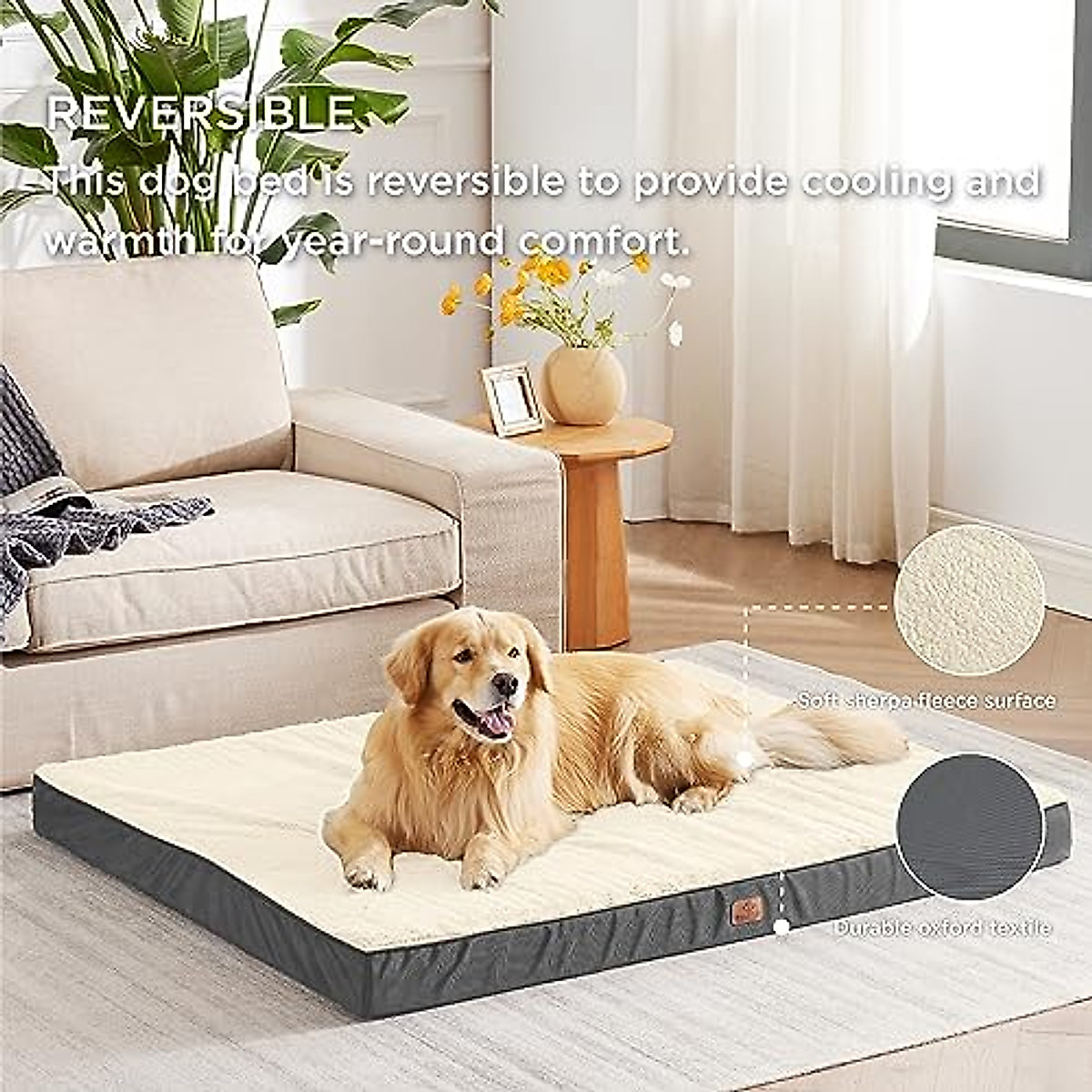 Bedsure XL Dog Bed Extra Large Orthopedic Dog Bed - Dog Beds with Removable Washable Cover for Extra Large Dogs, Egg Crate Foam Pet Bed Mat, Suitable for Dogs Up to 100 lbs