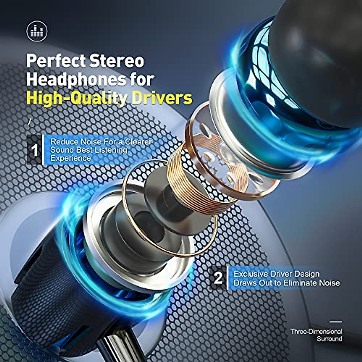 Wired Earbuds 5 Pack, Earbuds Headphones with Microphone, Earphones with Heavy Bass Stereo Noise Blocking, Compatible with iPhone and Android Devices, iPad, MP3, Fits All 3.5mm Interface Devices