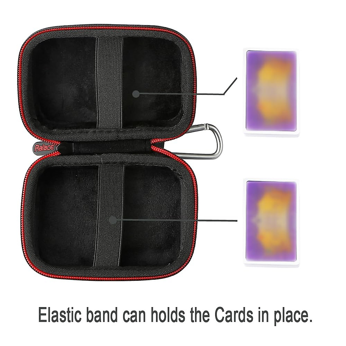 RAIACE Hard Travel Carrying Case for Card Games, Protective Storage Bag. (Not Including Cards) - Black