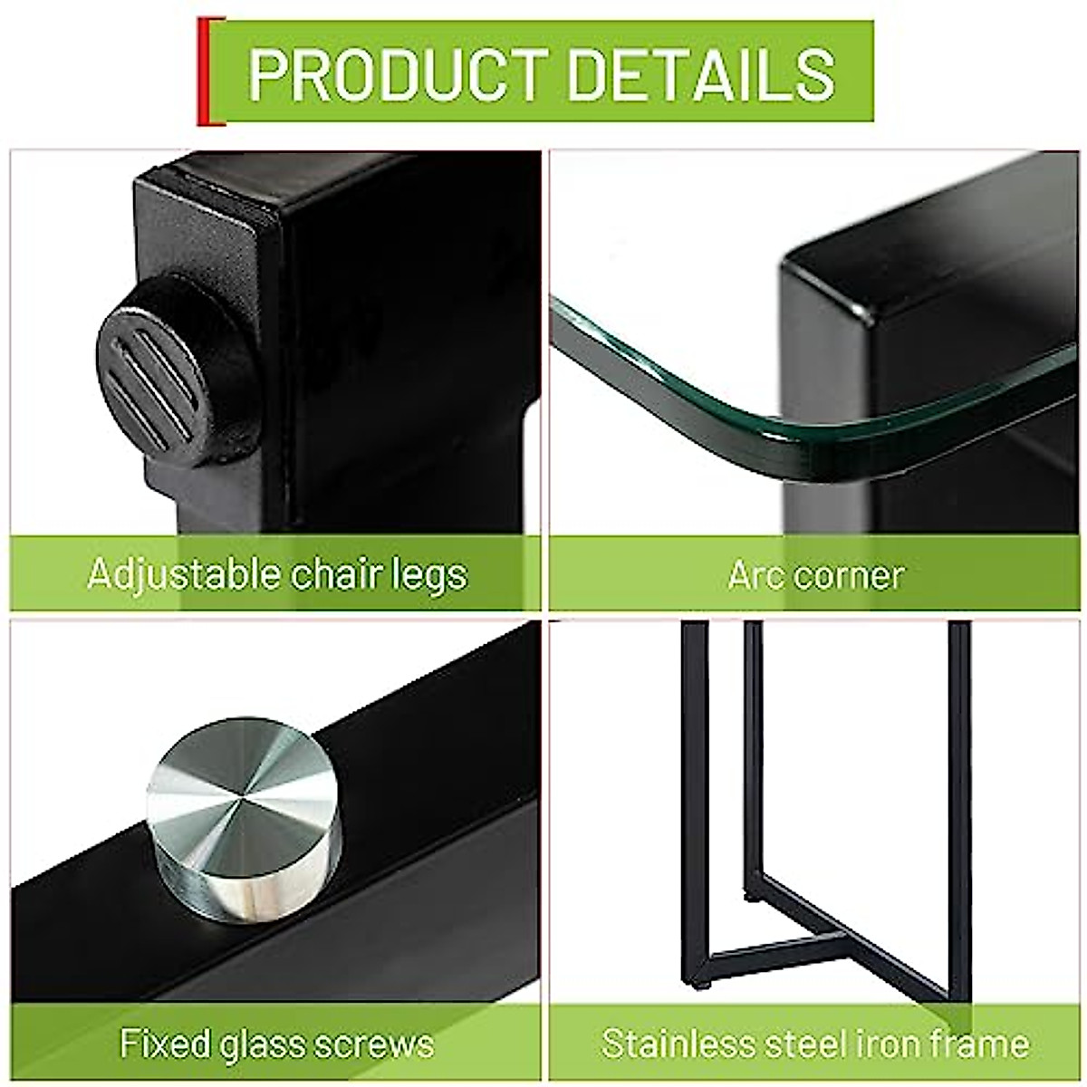 FurnitureR Tempered Glass Dining Table 55 inches for 4-6 Persons Modern Rectangular Spacious Tabletop & Gold Legs Elegant for Home Kitchen Living Room Restaurant, Black