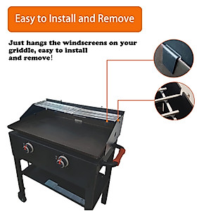 Petrirufun Adjustable Wind Screen and Griddle Warming Rack Set Fit for Griddle from 22" to 28" Without Hood, Wind Guard Griddle Accessories for Blackstone 22“, 28” and Other Griddle with Rear Grease