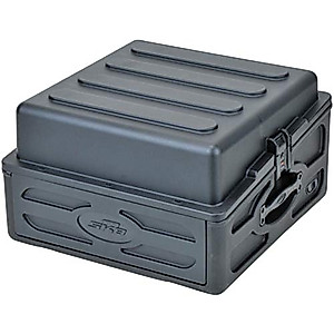 SKB Cases 1SKB-R102 10x2 Roto Rack/Mixer Console, 10U Slanted Rackmount on top, 2U rackmount in front, Steel Threaded Rails, Hard Lid and Doors, Side Access Ports for Cable Routing