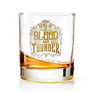 Bad Bananas BBGreek Omega Psi Phi Official Vendor - Set of 2 11oz Drinking Rocks Glasses - Sons of Blood and Thunder - Fraternity Paraphernalia