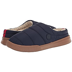 Dearfoams Men's Andre Indoor Outdoor Memory Foam Sport Lounge Clog Slipper, Peacoat, Medium