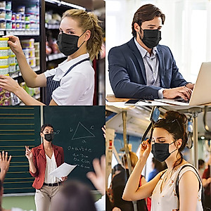 Black Disposable Face Masks, 50 Pack Face Mask 3 Ply Disposable Masks