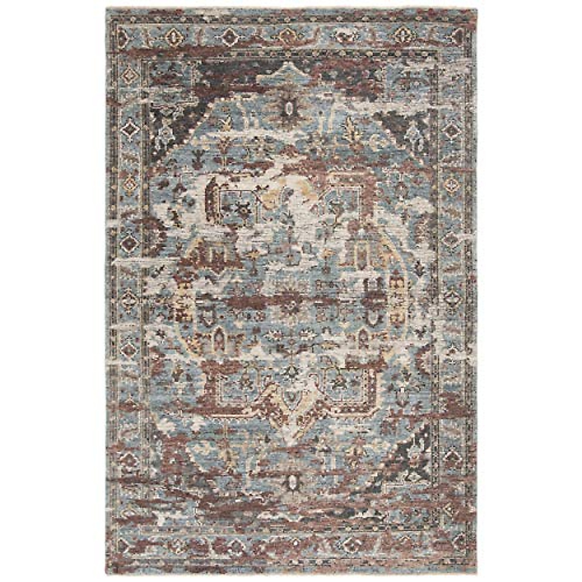 SAFAVIEH Izmir Collection 8' x 10' Blue / Light Brown IZM101T Hand-Knotted Traditional Premium New Zealand Wool Area Rug