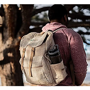 Large Hemp Backpack - Eco Friendly Unisex Rustic Bag Durable by Freakmandu White