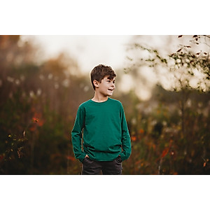 City Threads Big Boys' Cotton Long Sleeve Tee Base Layer for Fall Winter School or Play - Sensitive Skins or SPD Sensory Friendly Kids Clothing, Black, 14