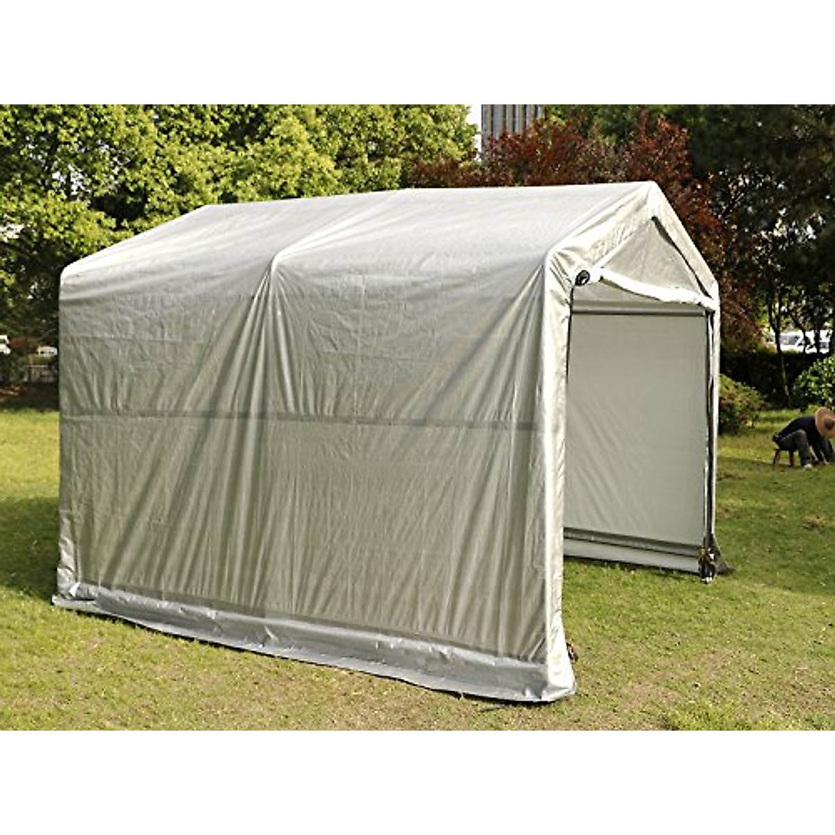 WALCUT Carport Garage Car Canopy Tent for Patio Garden Storage Large Portable Heavy Duty Grey 10 x 10 x 8 Feet Peak Roof Auto Shelter Outdoor Sheds