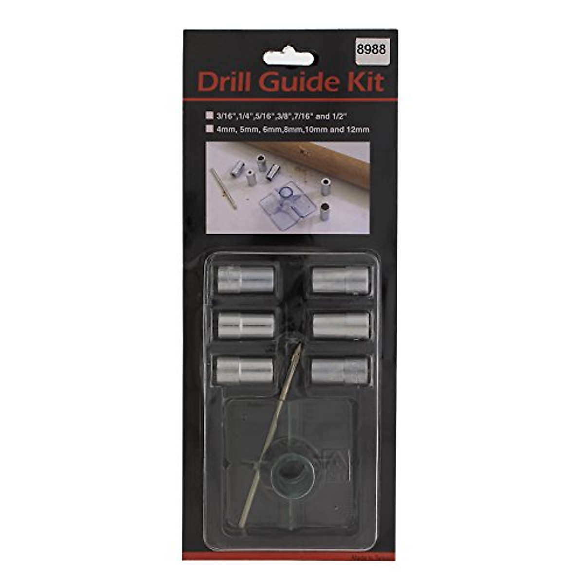 DCT SAE Drill Bit Guide Centering Punch 8-pc Center Drilling Set Kit – 3/16 to 1/2in Bushings, Locating Pin, Guide