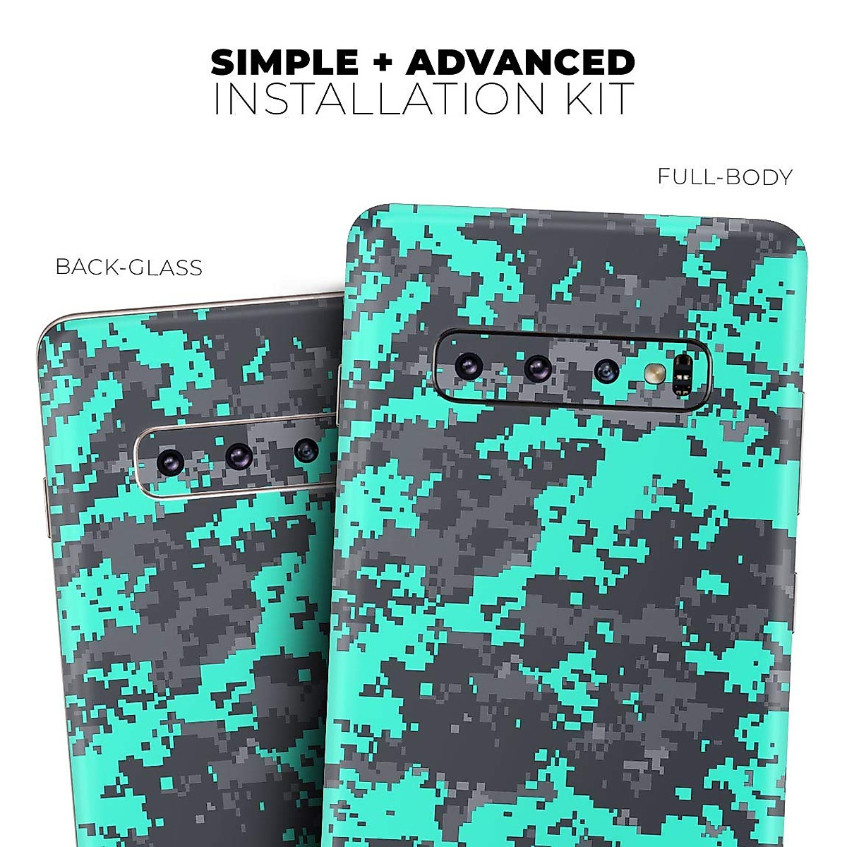 DesignSkinz Bright Teal and Gray Digital Camouflage Protective Vinyl Decal Wrap Skin Cover Compatible with The Samsung Galaxy S20 (Screen Trim & Back Glass Skin)