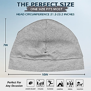Headshion Cotton Skull Caps for Men Women,2-Pack Lightweight Beanie Sleep Hats Breathable Helmet Liner Light Grey,White Smoke