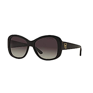 Ralph by Ralph Lauren Women's RL8144 Rectangular Sunglasses, Black/Grey Gradient, 56 mm