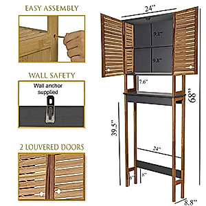 Evideco French Home Goods Over The Toilet Storage Cabinet Bathroom Elements Acacia - Gray Wood