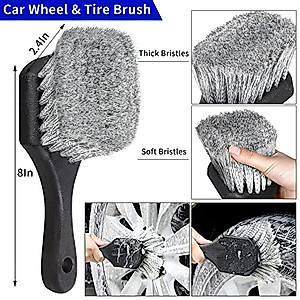Lsyomne 20Pcs Car Wheel Tire Cleaning Brush Set, Detailing Drill Brush Set Car Detailing Brush Kit, Car Cleaning Kit with Tire Brush for Wash Wheels, Interior, Exterior, Dashboard, Leather, Air Vents
