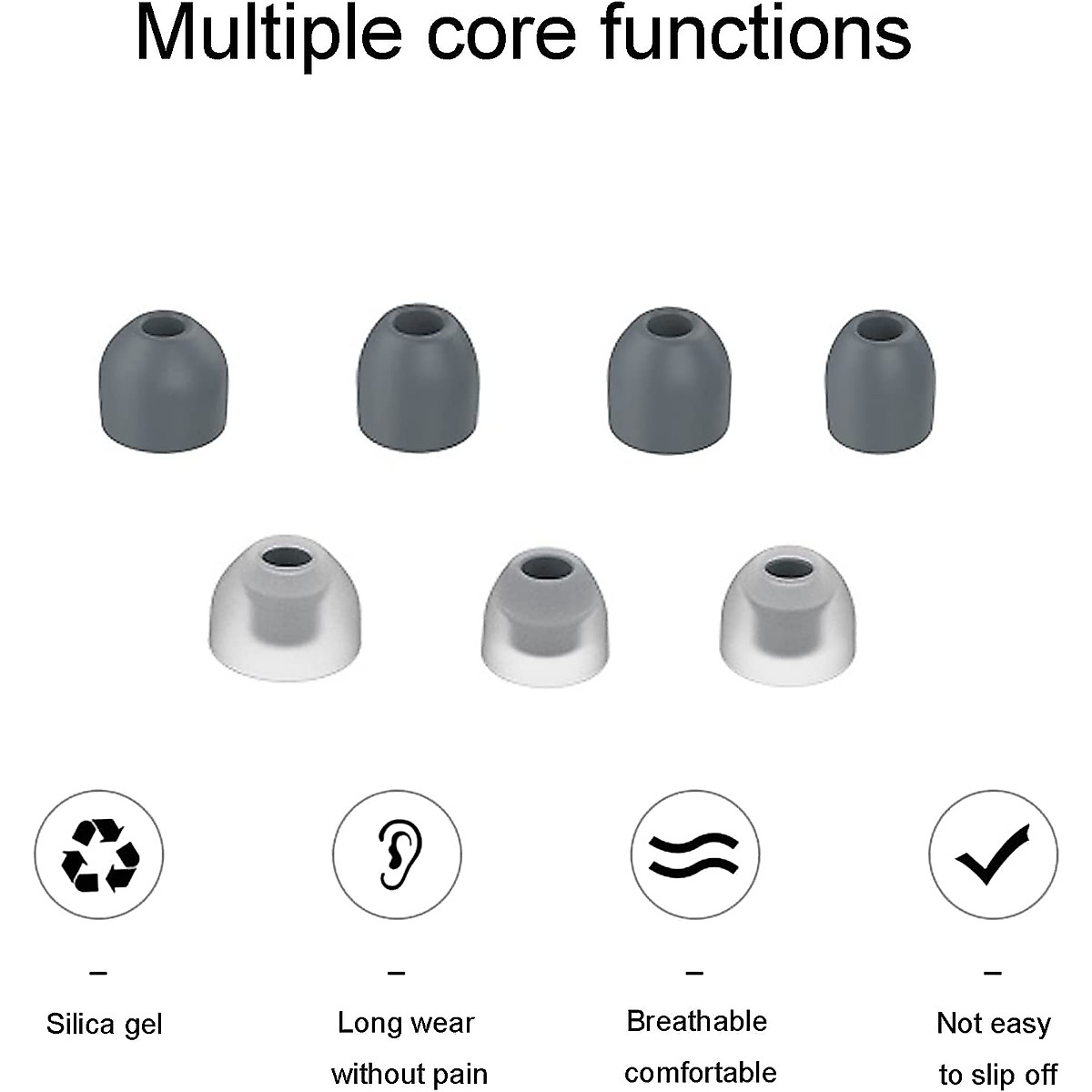 Aiivioll Replacement Waterproof Comfortable Headphone Earpiug Ear Pads Set Silicone in-Ear Headphone Covers Compatible with Sony WF-1000XM4 Bluetooth Headphone (Gray)