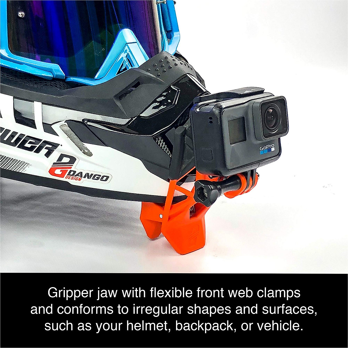 Dango Design Gripper Mount - Universal Clamp Mount for Action Cameras, Use as a Mount on Motorcycle, Powersports Helmets & More - Bomber Blue