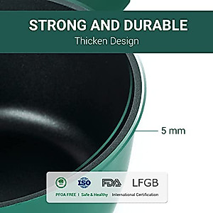 Sakuchi Nonstick Stock Pot Induction Cooking Soup Pot with Lid 2.5 QT, Green