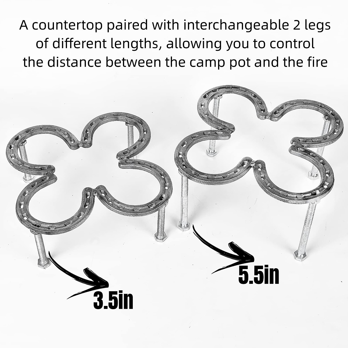 Nbguigdstr Dutch Oven Stand Made of Steel Horseshoes-Camp Dutch Oven Tripod-Cast Iron Dutch Oven Tool-Dutch Oven Holder-Outdoor Cooking Rack(10.2"X 10.2")