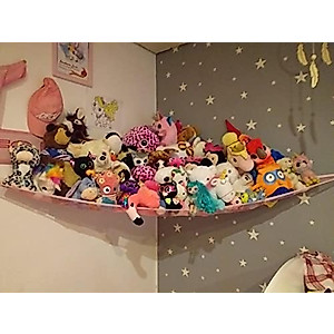 Powkoo Toy Hammock Stuffed Animals Storage Hammock Stuffie Squishmallows Party Hammock Toy Organizers Collection | Size:72" x 48" x 48" (Pink)