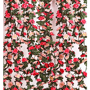 Miracliy 16 Pack 131 FT Flower Garland Decorations Plastic Artificial Flowers for Wedding Decoration Photo Booth Backdrop